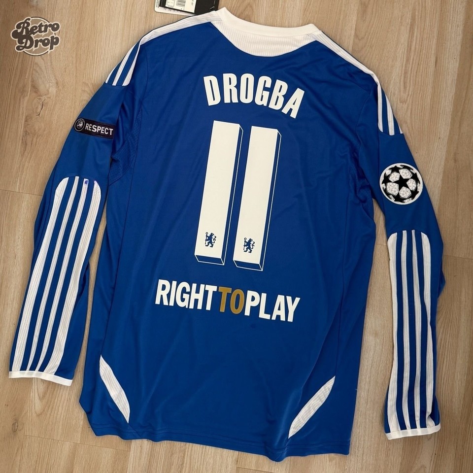 Chelsea 2011 Home Blue Long Sleeve UCL Final Fan Soccer Jersey Didier ...