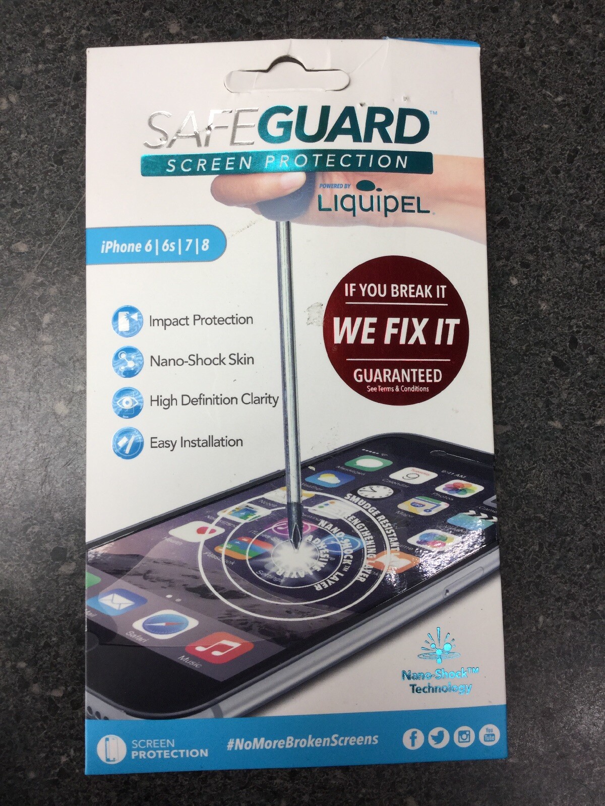 Safeguard screen protection powered by liquipel for iphone 6,6s,7,8 ...
