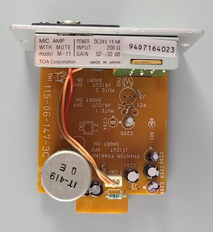 TOA M-11 MIC W/ MUTE MICROPHONE INPUT MODULE FOR MK2 SERIES AMPLIFIER ...