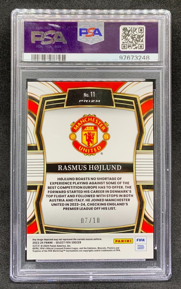 2023-24 Select Fifa RASMUS HOJLUND Equalizers Gold Prizm SP /10 Gem ...