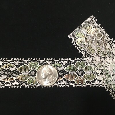 Iridescent Lace Trim Galloon Picot Edge Lace Trim Nylon 1-1/4" White 5 ...