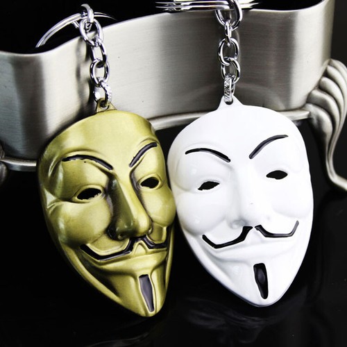 5 Tones V Vendetta Anonymous Hacker Mask Pendant Necklace Key Chain ...