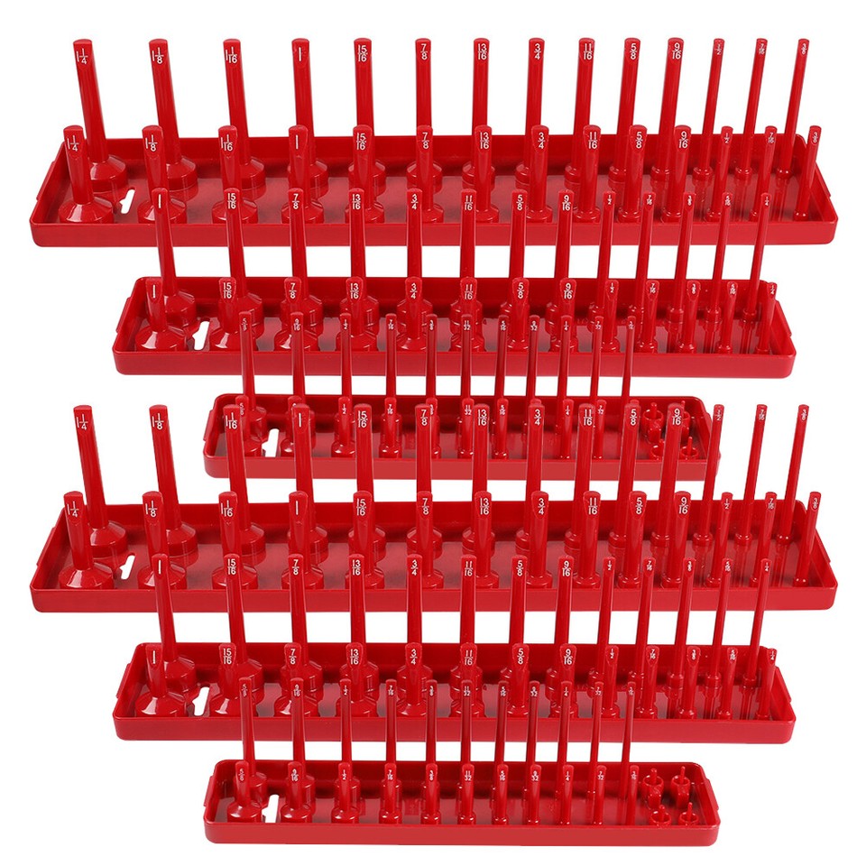 3 or 6 Socket Organizer Tray Rack Storage Holder Tool Set SAE 1/4" 3/8 ...