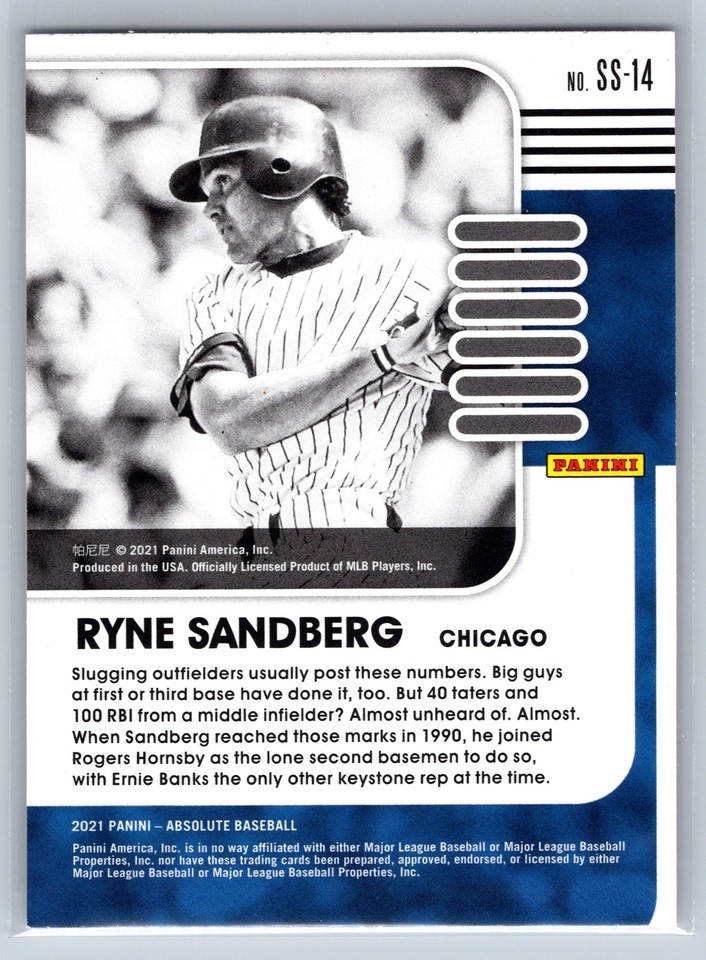 2021 Panini Absolute #SS-14 Ryne Sandberg Statistically Speaking 10a | eBay