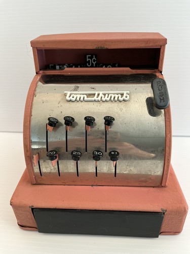 Vintage Tom Thumb Metal Cash Register Toy Western Stamping Pink Working ...