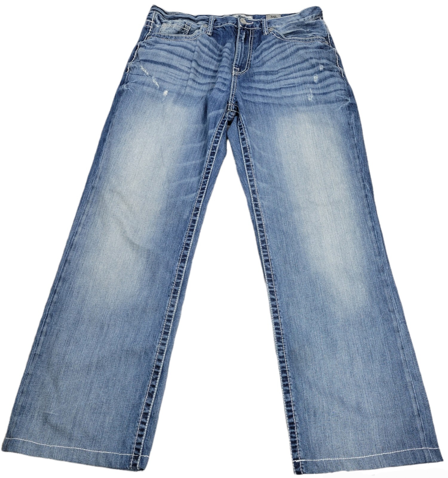 Men's BKE Seth Thick Stitch Blue Denim Jeans Size 34L… - Gem