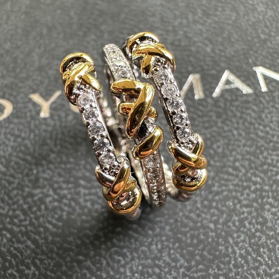 David Yurman Crossover Ring w Pavé Diamonds in 14K White Gold Sterling ...