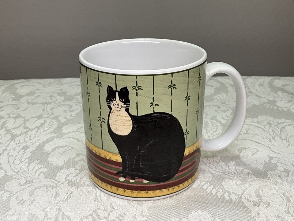 Warren Kimble Cat Collection Black and White Tuxedo Cat Ceramic Coffee ...