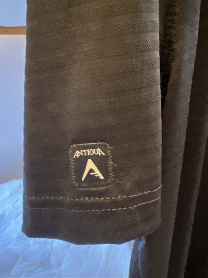 Antigua Black Golf Shirt Mens Large SCPGA Logo Textured Tonal Stripes ...