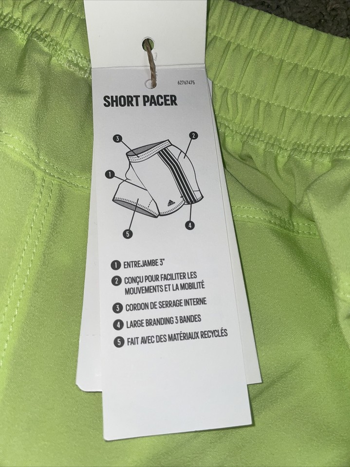 Women's Adidas Green Pacer Snap Running Training Gym Shorts Large | eBay