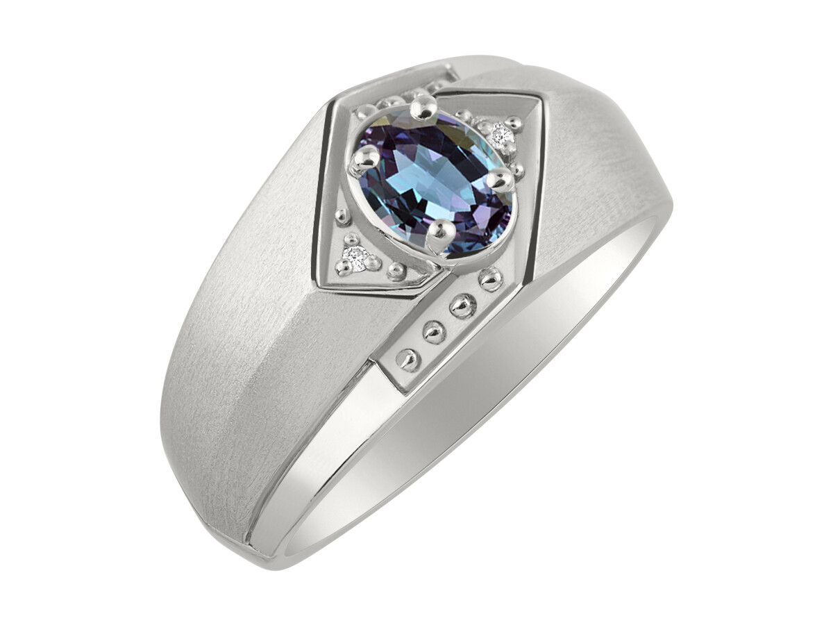Simulated Alexandrite & Diamond Ring Set in Sterling Silver BSL ...