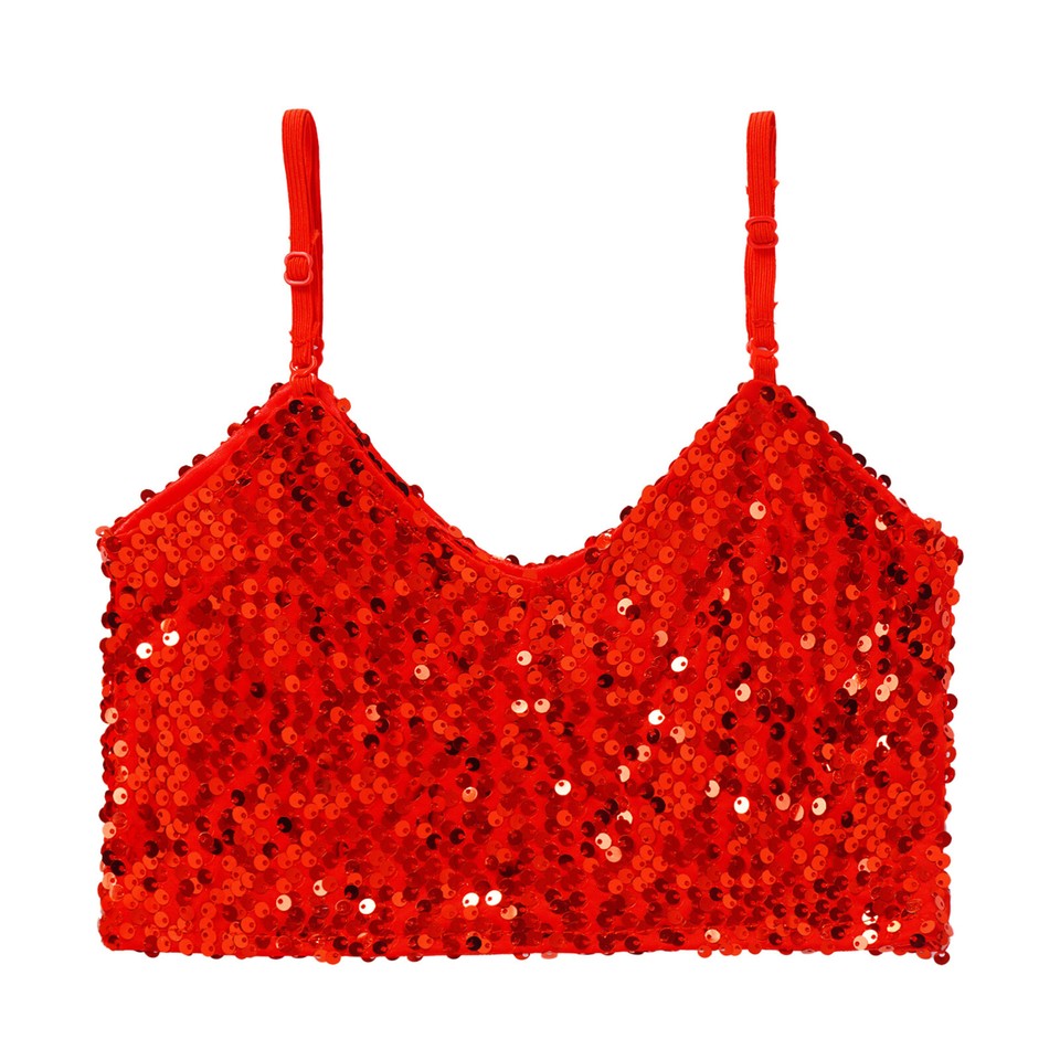 Kids Girls Stylish Adjustable Spaghetti Shoulder Straps Shiny Sequins ...
