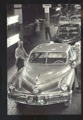 1951 TUCKER CAR AUTOMOBILE FACTORY INTERIOR ASSEMBLY LINE POSTCARD COPY ...