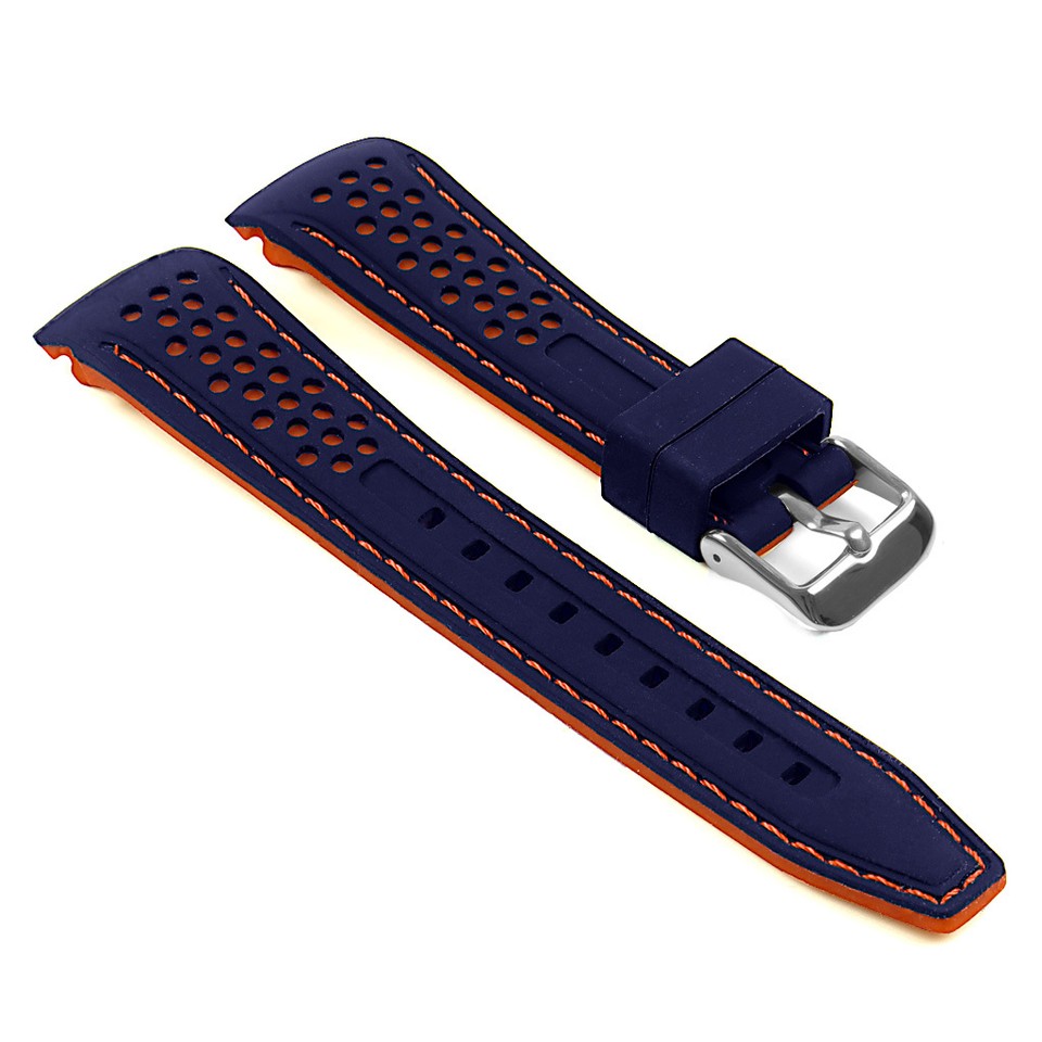 StrapsCo Rubber Perforated Rally Racing Watch Band Silicone Strap w ...