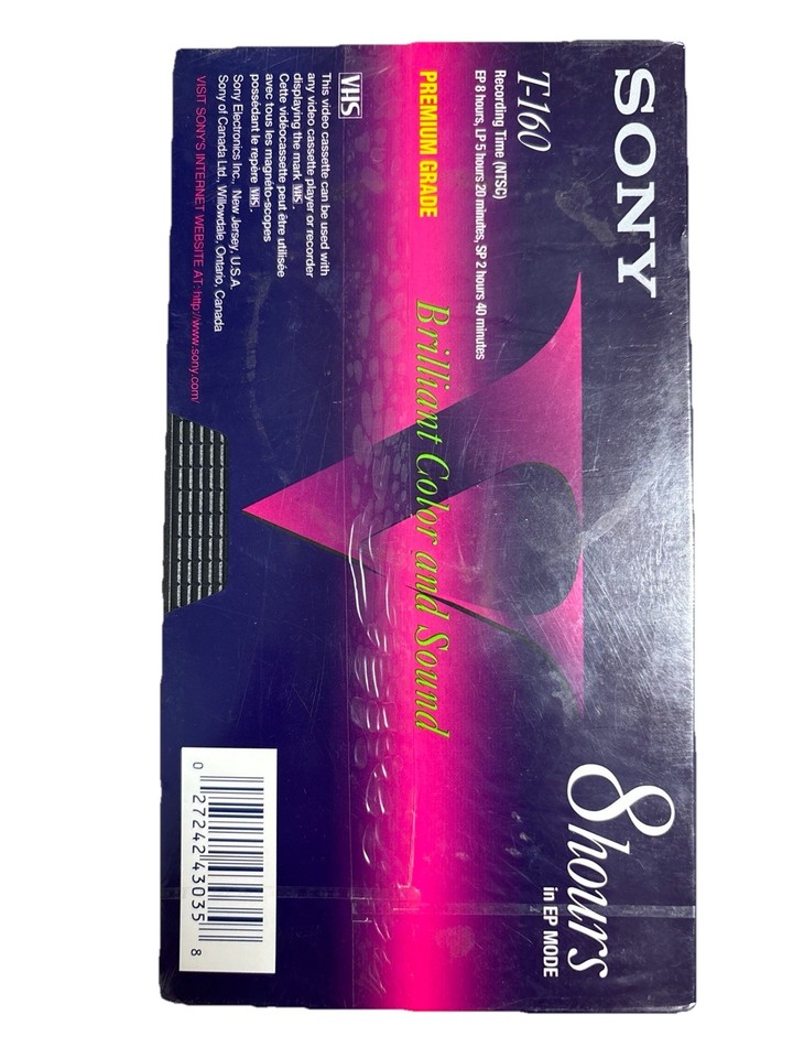 Sony T-160 Premium Grade VHS Blank Tapes EP 8 Hours Factory Sealed | eBay