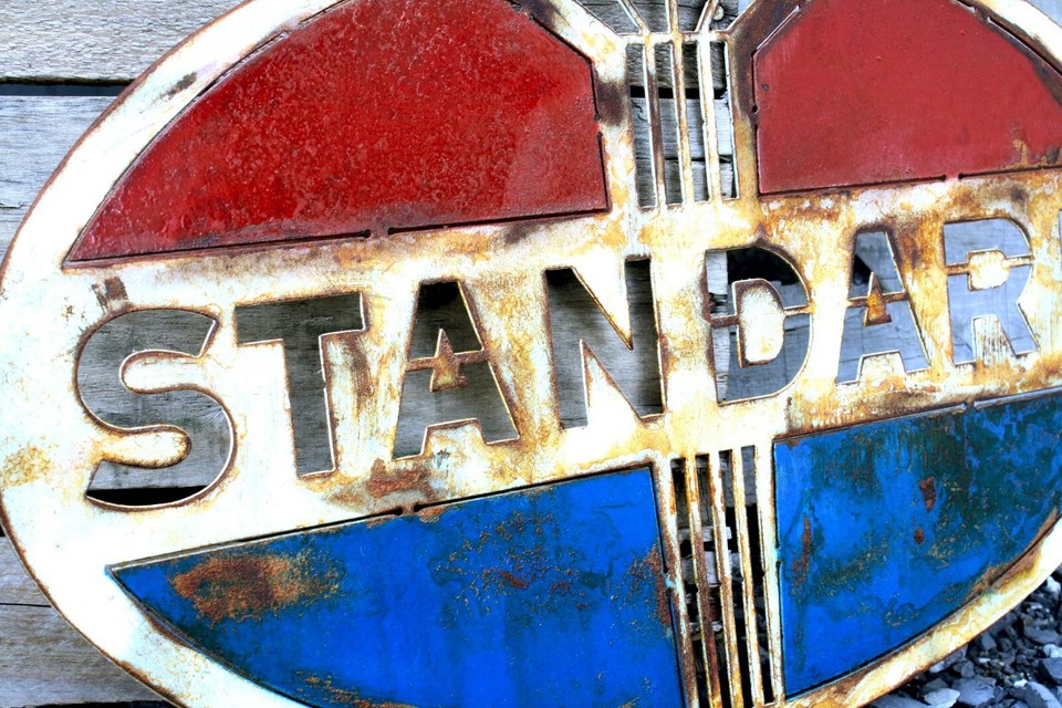 Paint & Rusty Patina Standard Oil Garage Sign Wall Petroleum Plasma ...
