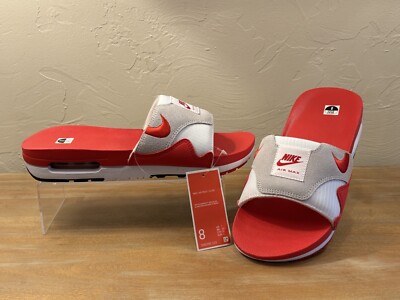 Nike Air Max 1 Slide Slippers 'White/University Red' (DH0295-103) Mens ...