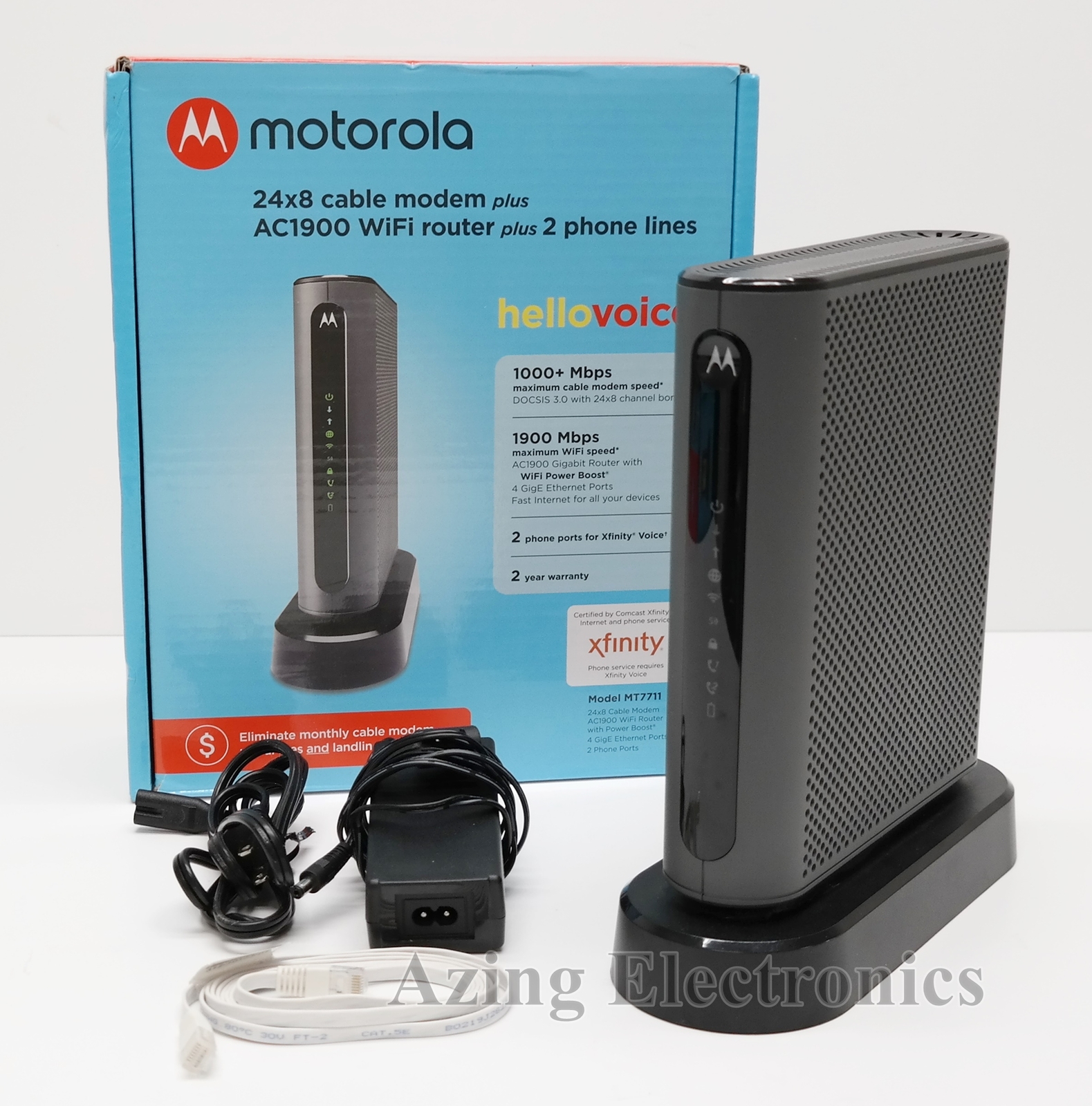 Motorola MT7711 Dual Band AC1900 Cable Modem and Wi-Fi Gigabit Router ...