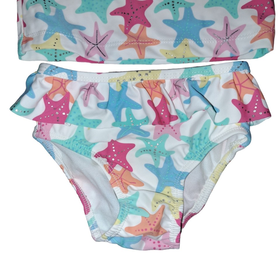 LITTLE ME 2 Pc Starfish Ruffle Bathing Suit Rash Guard Baby Girl Swim ...