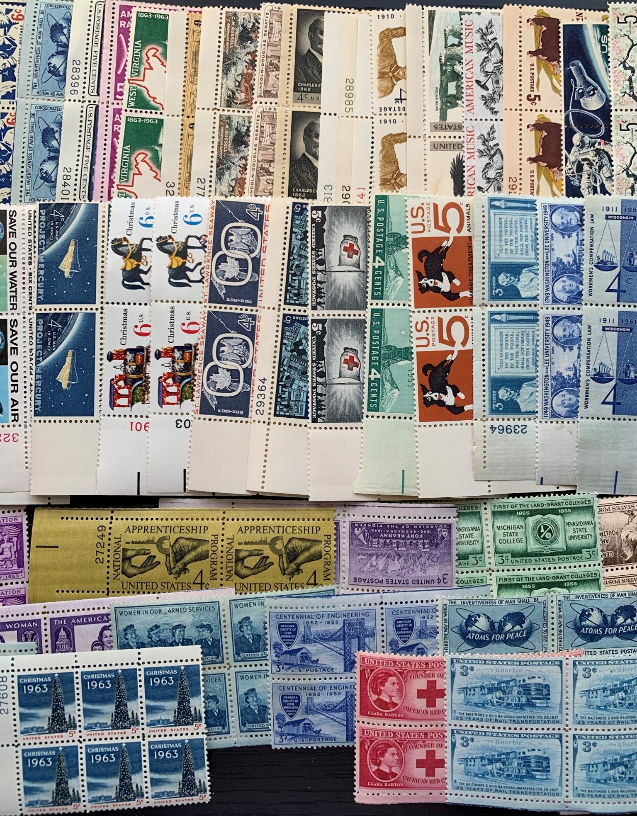 HUGE LOT 150+US POSTAL STAMP PLATE BLOCKS OF 4 ALL MNH OG UNUSED CIRCA ...