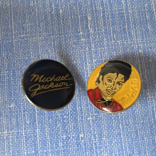 Vtg Michael Jackson Enamel Button LOT of 2 80s Pin Pinback badge Rock ...