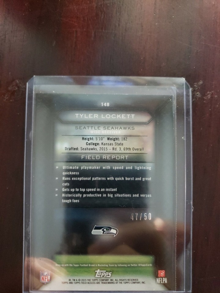 2015 Topps Field Access Green/50 #148 Tyler Lockett Seattle Seahawks ...