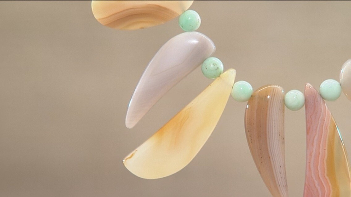 Jay King Striped Agate and Green Opal 18" Dangle Necklace 616-122 | eBay