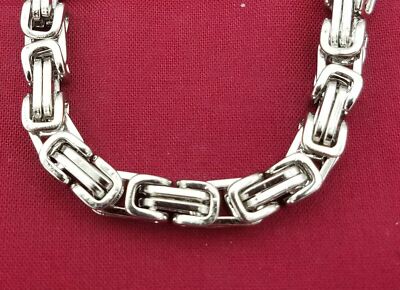 30 INCH STAINLESS STEEL SILVER 6MM BYZANTINE TURKISH BOX ROPE CHAIN ...