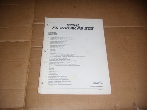 Stihl FS200AV FS202 Parts List 81-03 | eBay