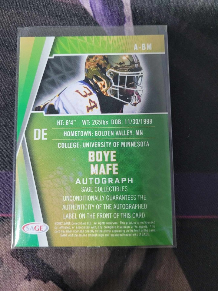 2022 SAGE Low Series Auto Red Boye Mafe #A-BM Rookie Auto RC | eBay