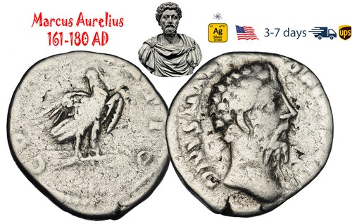 Ancient Roman Empire Coin Silver Denarius Marcus Aurelius 161 180 AD ...