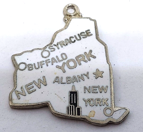 VINTAGE SILVER New York State Charm White Enamel Charm | eBay