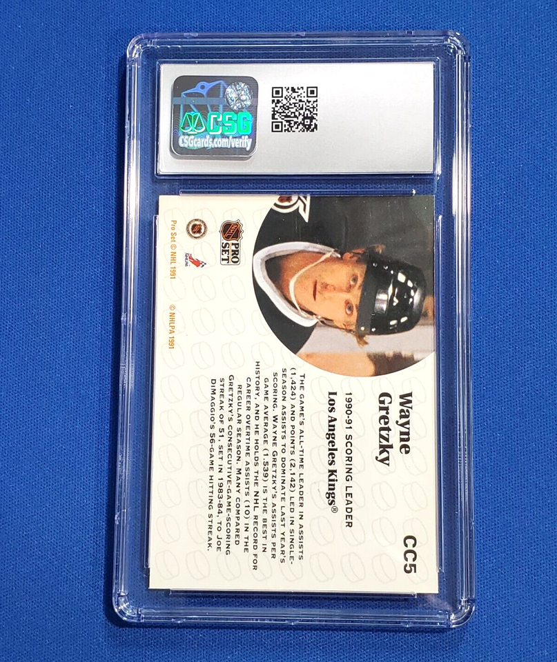 1991-92 Pro Set Hockey CC5 WAYNE GRETZKY Scoring Leader CSG Graded 9 ...