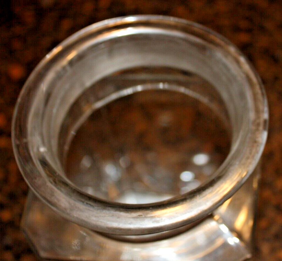 Antique Large Square Octagonal Grounded Apothecary Glass Candy Jar 11 ...