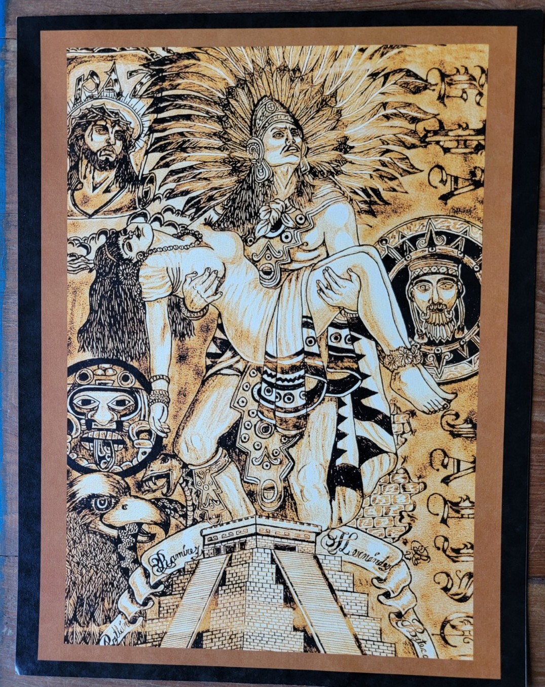 vintage cholo chicano aztec raza jesus lowrider tattoo flash 11x14 ...