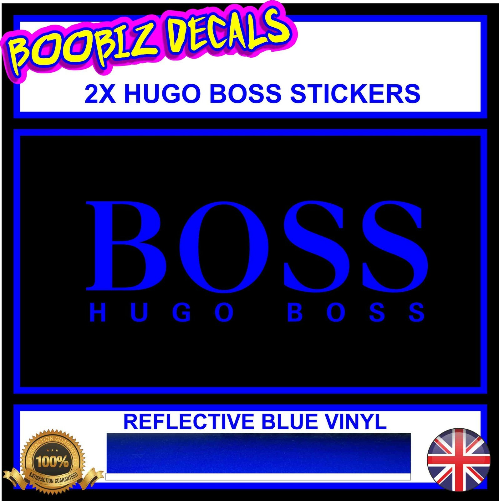 2 x HUGO BOSS sponsor motorsport stickers rally race car decals van ...