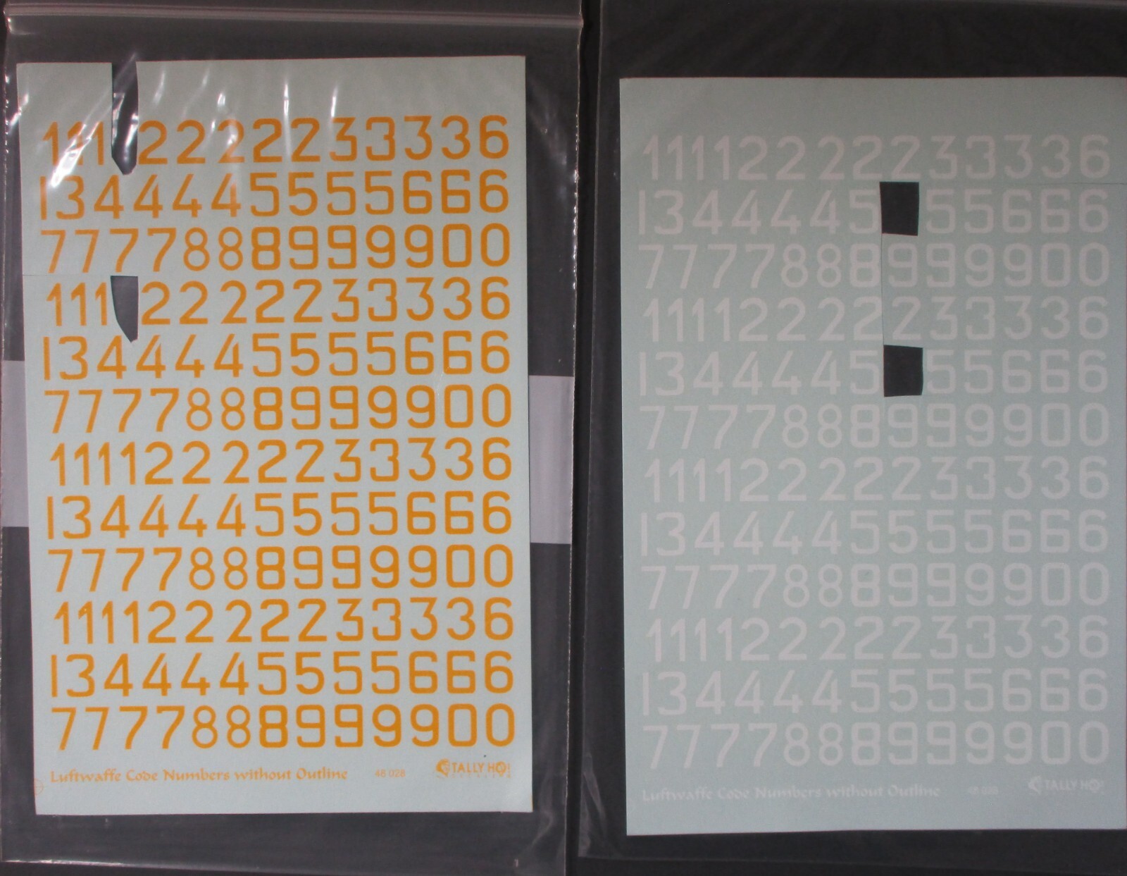 Tally Ho 1/48th Scale Luftwaffe Code Number Decal Sheet Lot - Used | eBay