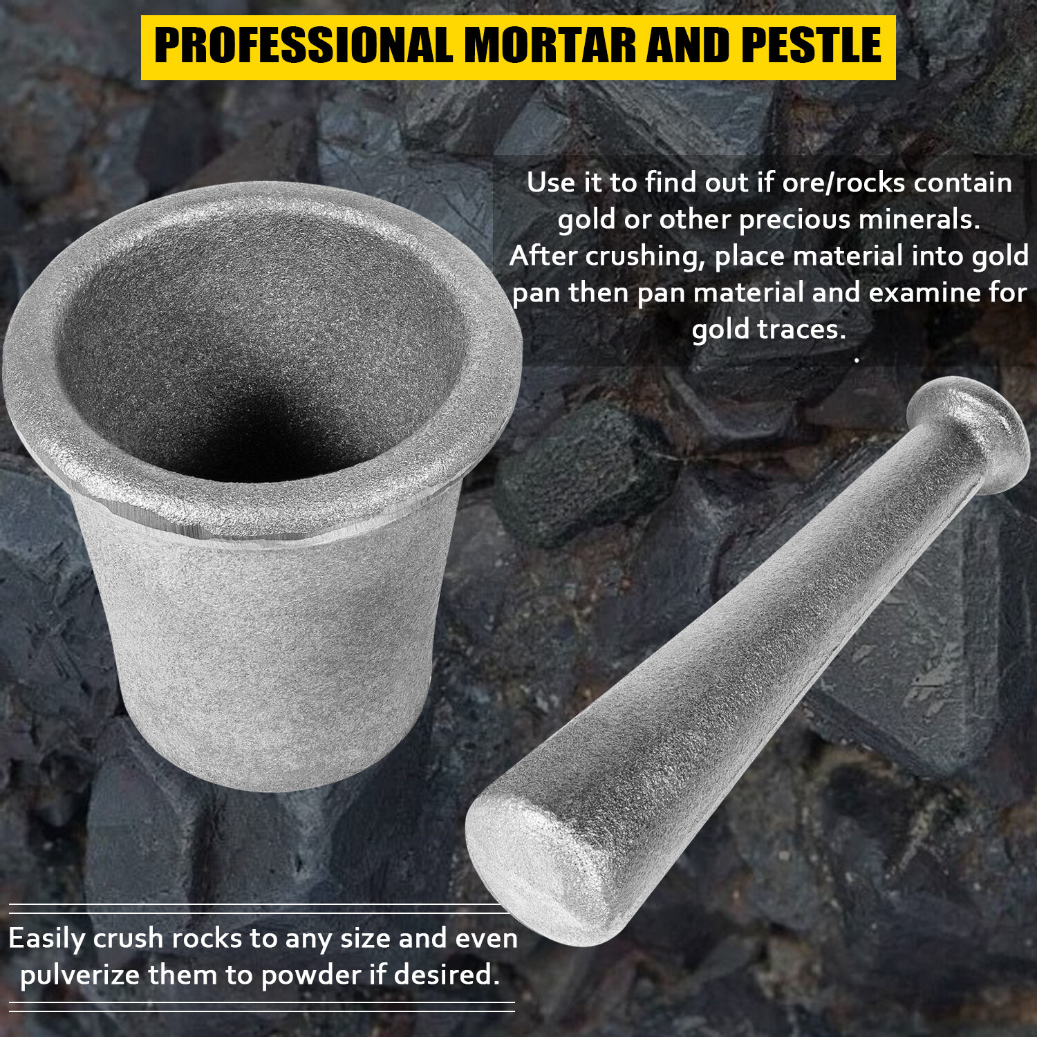 Mortar Pestle Pestal Rock-Ore Crusher Grind Mining Pulverizer Extra ...