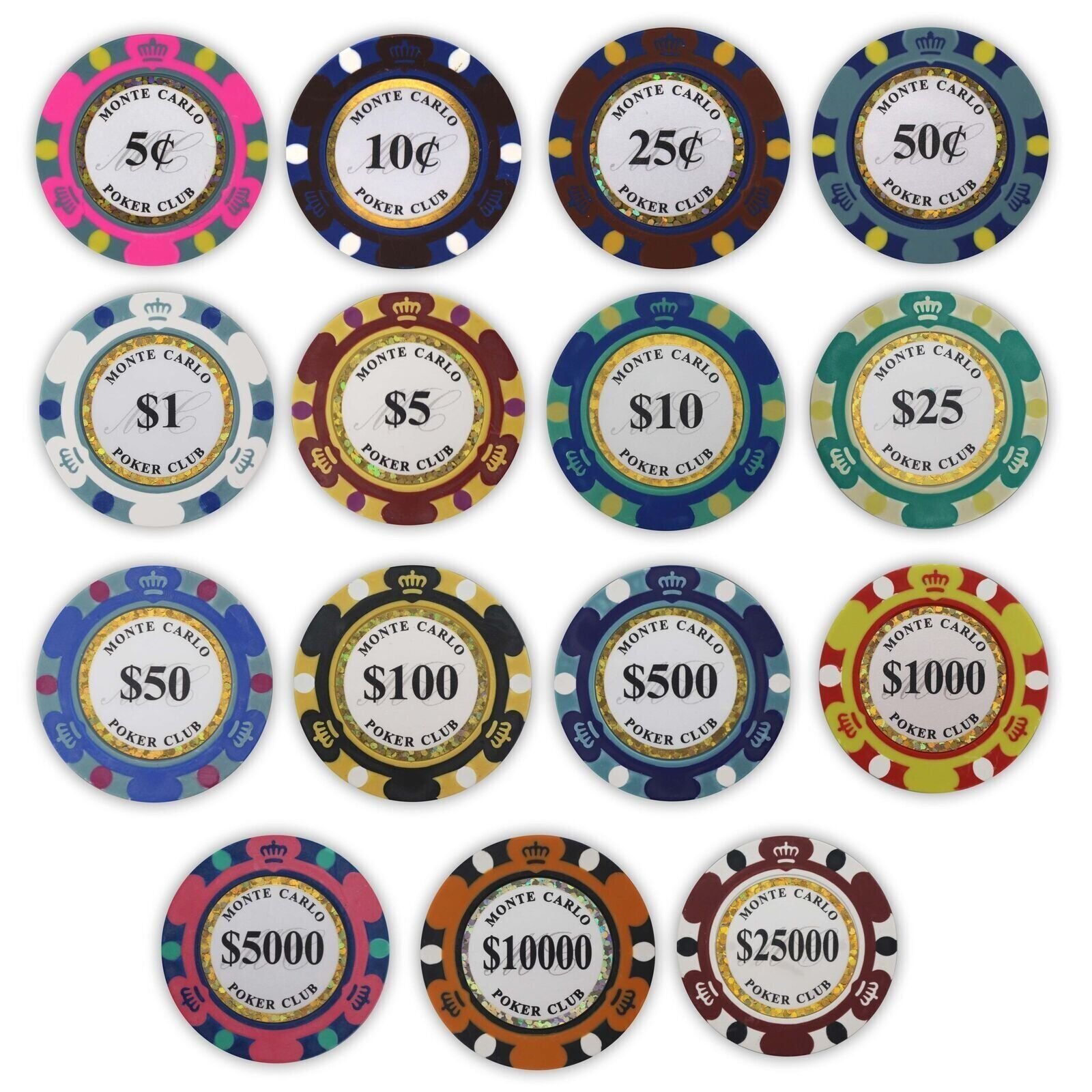 400 Monte Carlo Club Poker Chips - 14 gram - Pick Your Denominations | eBay