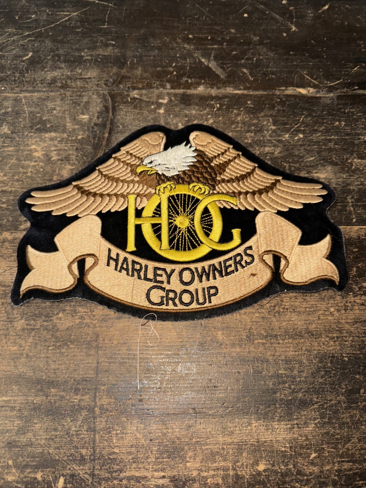 Vintage HARLEY "HOG" 10 1/4” X 7 1/4” BROWN EAGLE BACK PATCH HD | eBay