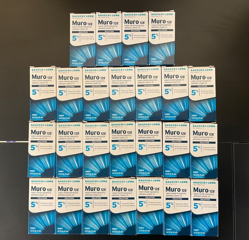 MURO 128 5% SOLUTION LOT OF 25 BOXES 1/2 Oz 15mL Bausch + Lomb EXPIRES ...