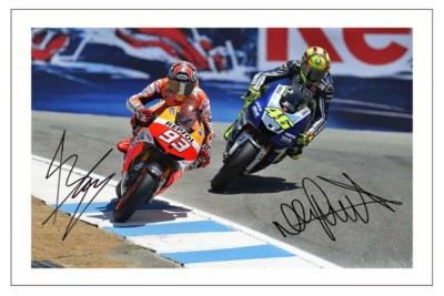 VALENTINO ROSSI & MARC MARQUEZ SIGNED PHOTO PRINT AUTOGRAPH MOTO GP ...