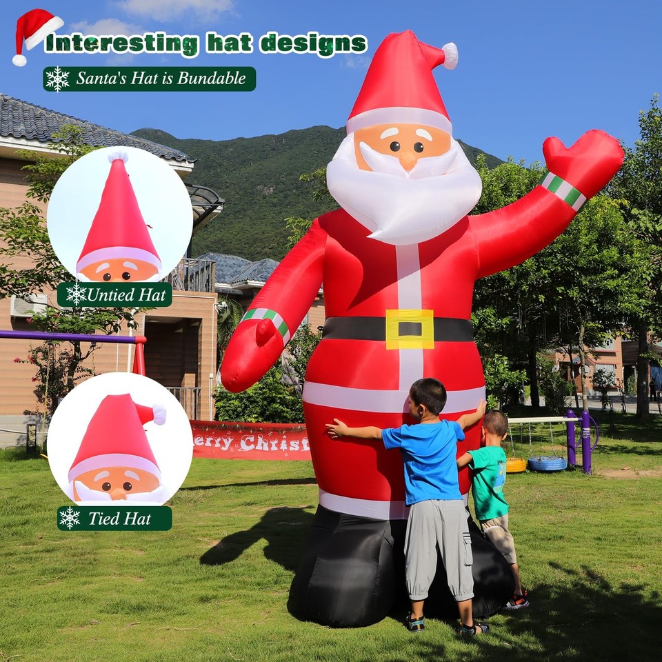 10FT Christmas Inflatables Santa Claus Outdoor Decoration, Giant Blow ...