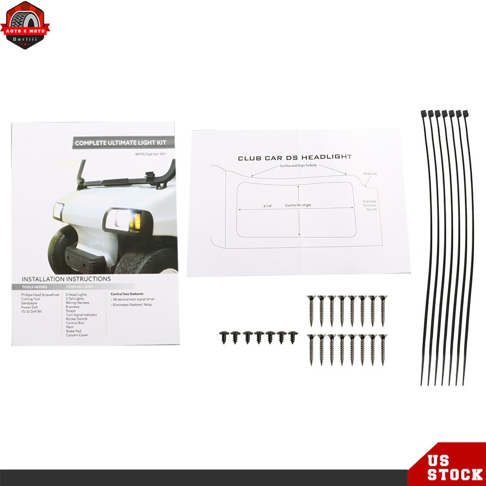 ALL 12V LED Deluxe Street Legal Light Kit FIT For Club Car DS 1993 and ...