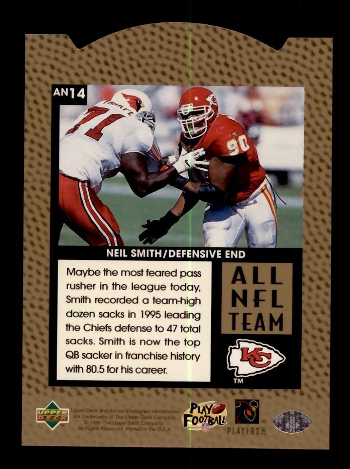 1996 UPPER DECK #AN14 NEIL SMITH ALL NFL TEAM DIE CUT KANSAS CITY ...