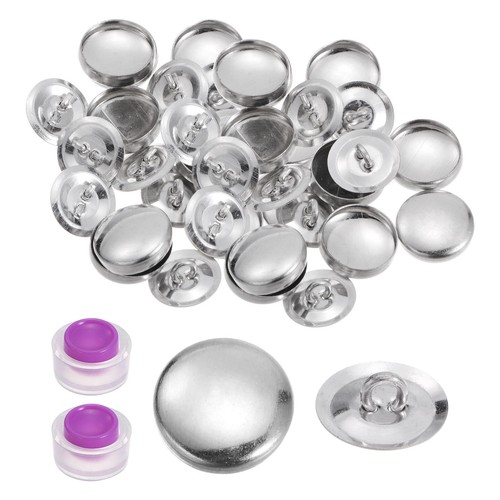 40 Sets Self Cover Button Kit 15mm Aluminum Button with 2 Tools | eBay ...
