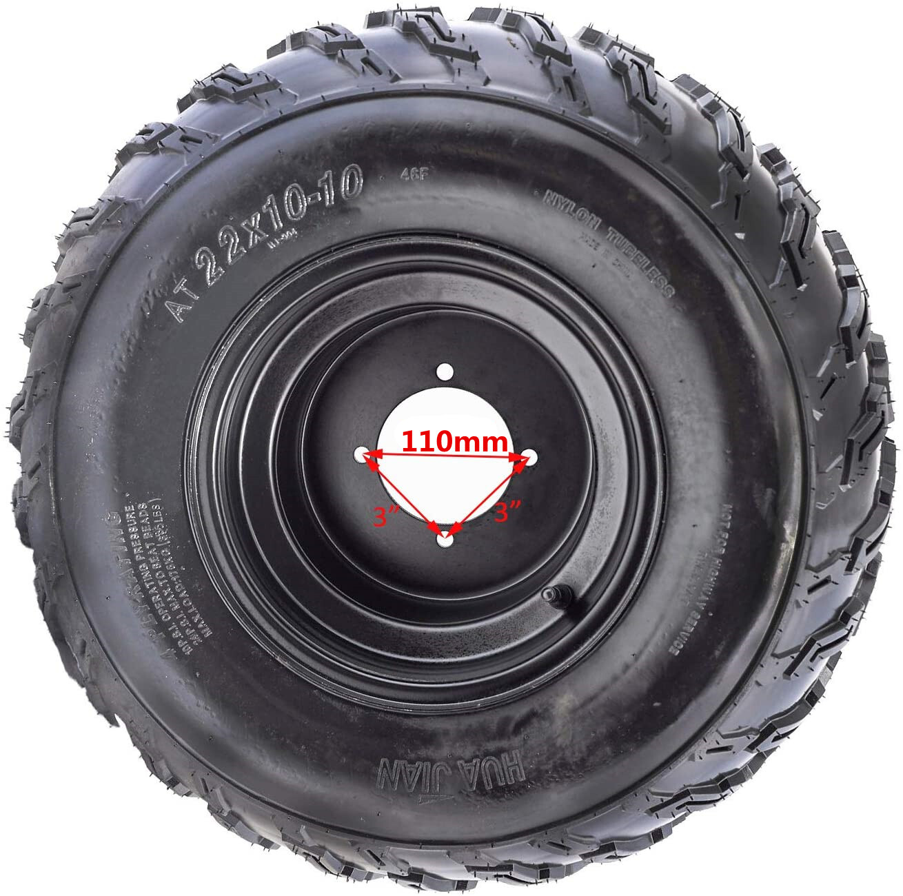 2pc 22x10- 10" inch Tyre Rim Wheel + 23T Axle Hub Quad Dirt Bike ATV ...