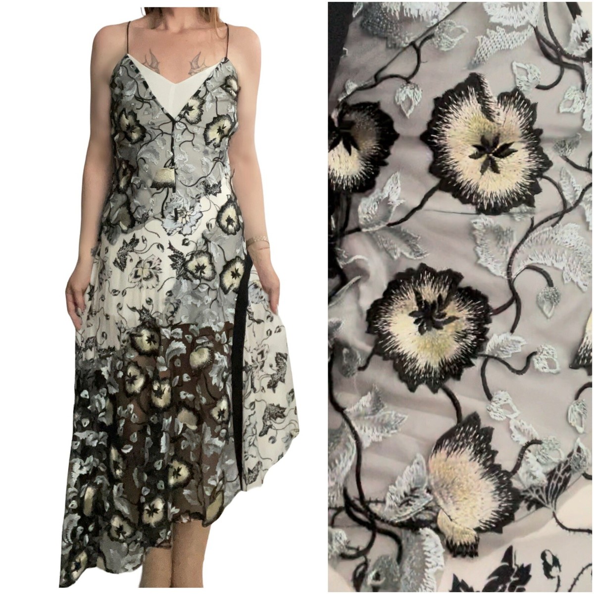 self-portrait sheer embroidered flared dress | Dresses Images 2025