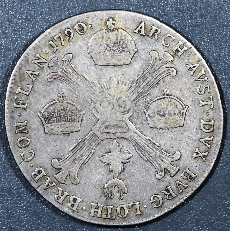 AUSTRIAN NETHERLANDS 1790-A 1/4 KRONETHALER 6.8g SILVER COIN Joseph II ...