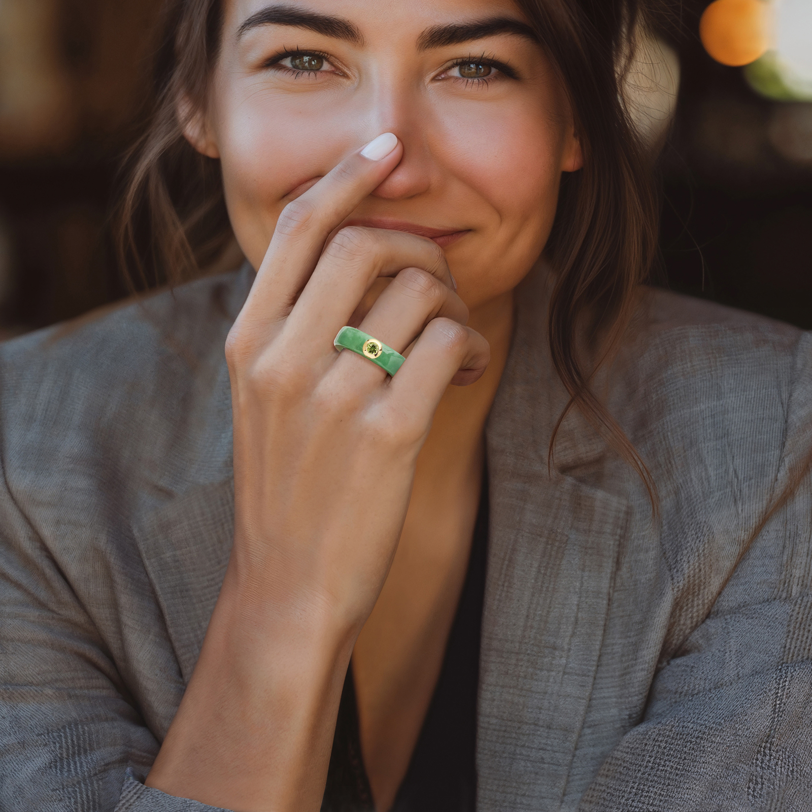 Ross-Simons Jade and .30 Carat Peridot Ring With 14kt Yellow Gold | eBay